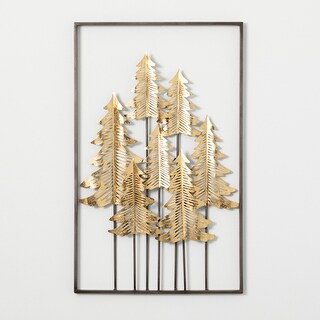 Gold Metal Tree Wall Decor Multicolor 32"H Metal - 20"L x 1"W x 32"H ...