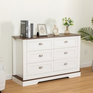 6-Drawers Dresser Cabinet WIth Metal handle in the shape Of a Silver ...