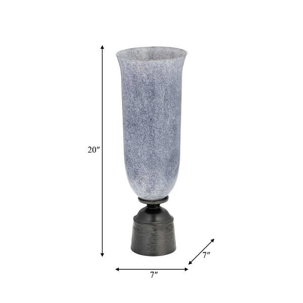 20"Hx7" Diameter, Glass Vase W/Metal Base, Blue Finish, Elegant ...