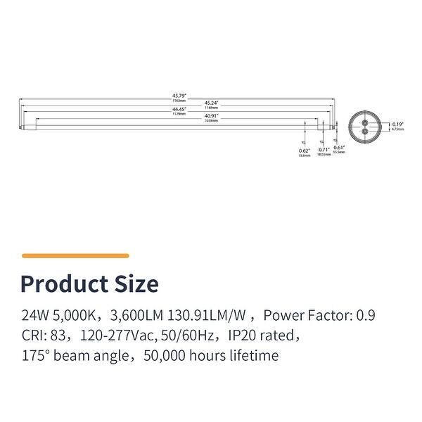 4FT T5 LED Tube Light, Type B Ballast Bypass Double Ended, 24W=60W ...