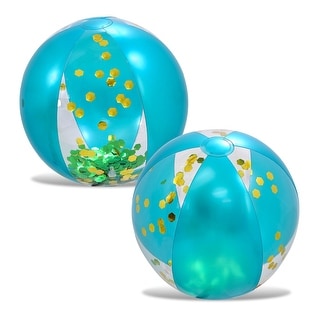 POZA Heavy Duty Inflatable Beach Ball Set of 2 - Blue Gold, 16 Inches ...