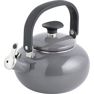 1.5 Quart Enamel on Steel Whistling Tea Kettle in Gray - Bed Bath ...