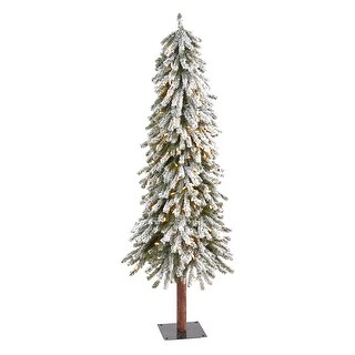 5' Flocked Grand Alpine Artificial Christmas Tree with 200 Clear Lights ...