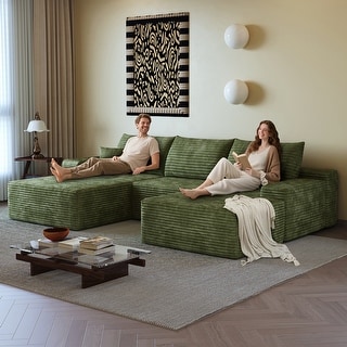 Cloud Sectional Sofa With 1 Ottoman, Modern Upholstered Couches ...