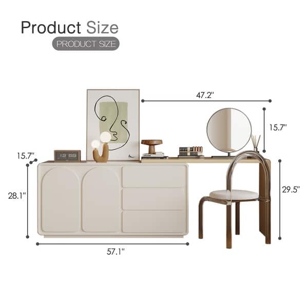 Extendable Large Storage Cream Versatile Modern Makeup Vanities - Bed ...