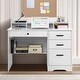 White Desk with Drawers, 44 Inch Desk with Storage Drawers, Home Office ...