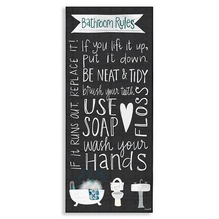 Stupell Bathroom Rules Sign Whimsical Tub Toilet Sink Canvas Wall Art ...