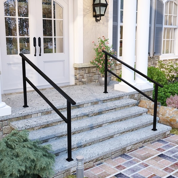 Wrought Iron Handrail 4-5Step Durable Stair Railing Indoor Outdoor Use ...
