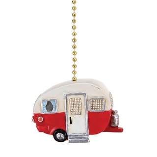 Red and White Happy Camper Ceiling Fan Light Dimensional Pull - Bed ...