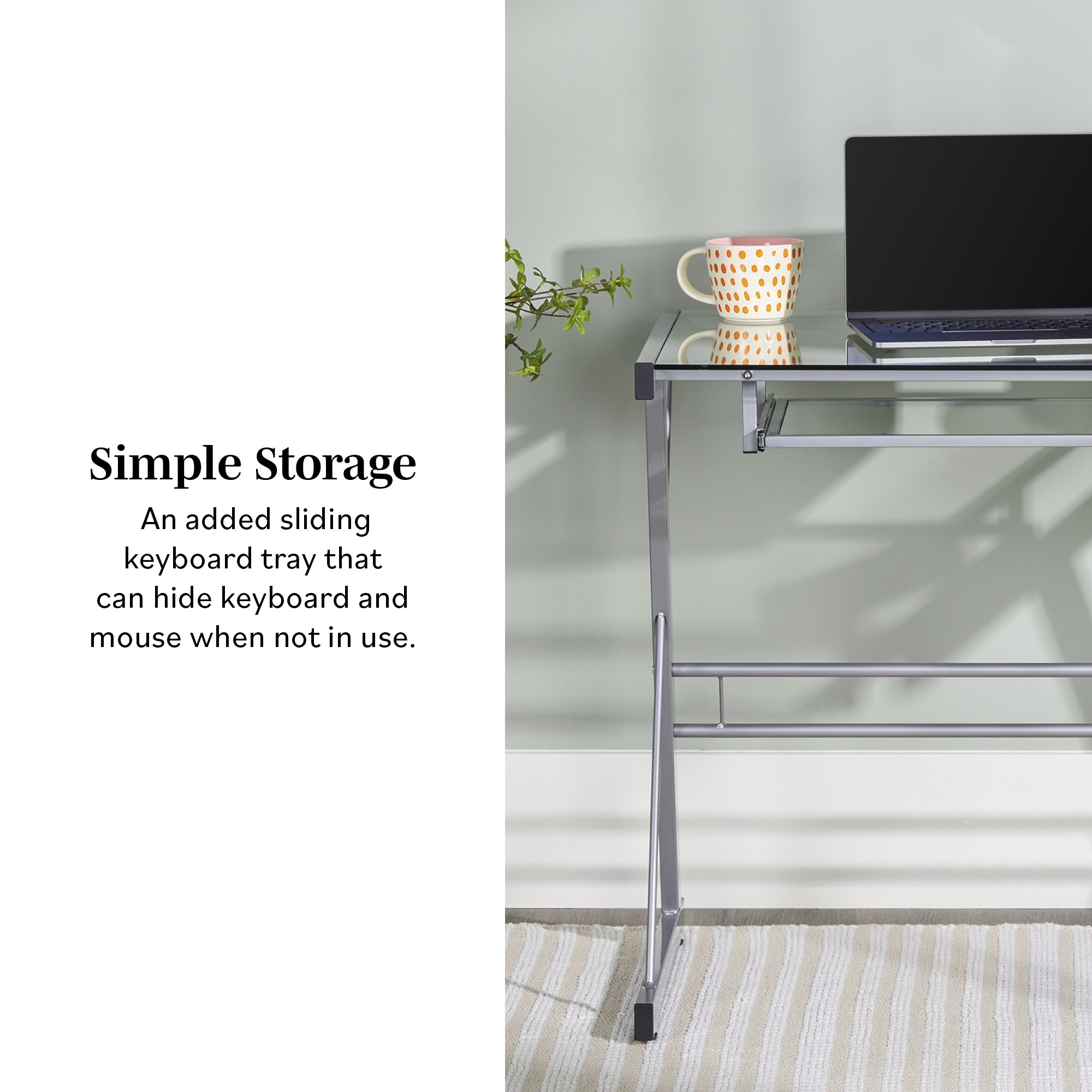 Modern Metal and Glass Computer Desk with Sliding Keyboard Tray Stylish Office Workstation Bed Bath Beyond 42324274