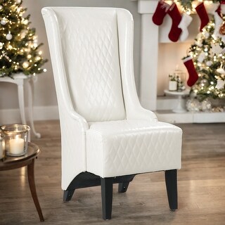22" Wide Wing High Back Chair Leather Padded Seat Side Chair for Living ...