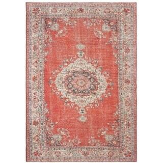Reno Red Grey Oriental Medallion Traditional Casual Area Rug - Bed Bath ...