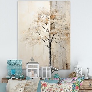Designart "Beige Trees Oak Solitude" Tree Oak Wall Art - Bed Bath ...