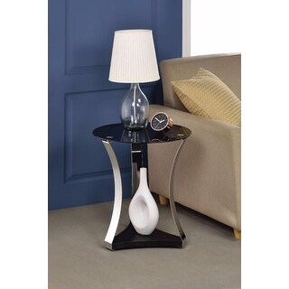 Geiger End Table, Black Glass & Chrome - 20 H x 18 W x 18 L Inches ...