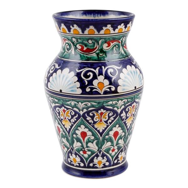 Novica Handmade Rishtan Heritage Glazed Ceramic Vase - Bed Bath ...