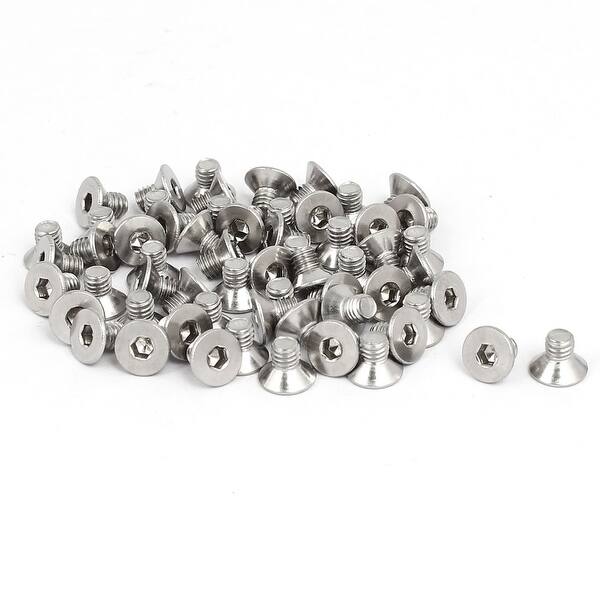 M4x6mm 304 Stainless Steel Flat Head Hex Socket Screws Fasteners ...