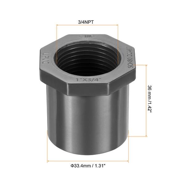 3/4NPT Female UPVC Pipe Fitting 1"x3/4" Socket Joint Coupling Adapter ...