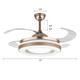42 inch Modern Ceiling Fan 4 Retractable Blades with Remote - 42 inches ...