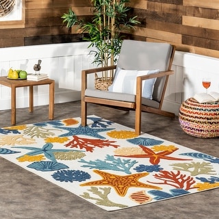 Brooklyn Rug Co Kourtney Nautical Starfish Indoor/Outdoor Area Rug ...