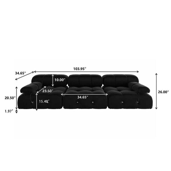 Black Modular Sectional Sofa Velvet Upholstered Sofa - Bed Bath ...