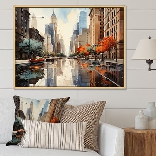 Designart "Bold Cityscape Urban Fog III" Cityscapes Framed Wall Decor ...