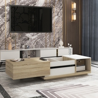 Contemporary Coffee Table w/Ample Space Console Table Hidden Storage ...