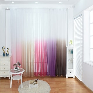 Modern Gradient Color Window Tulle Curtain Sheer Drape Valance Bedroom ...