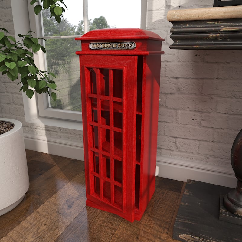 Wooden Telephone Vintage London Booth 2 Shelf Room Storage Unit - Red ...