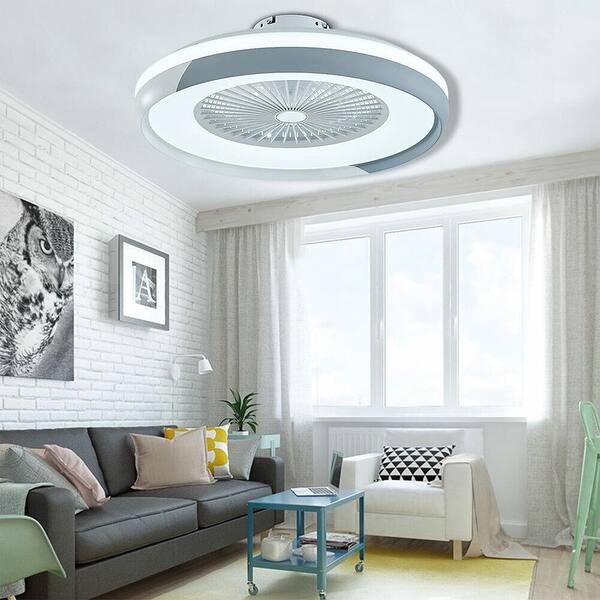 23" Modern Ceiling Fan LED Light Remote Chandelier Flush Mount Lamp ...
