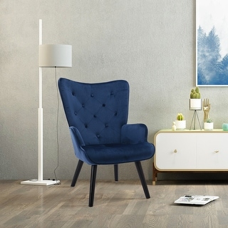 Mid-century Modern Button-tufted Velvet Accent Chair Wingback chair ...