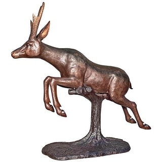 Design Toscano Leaping Pronghorn Antelope Cast Bronze Garden Statue ...
