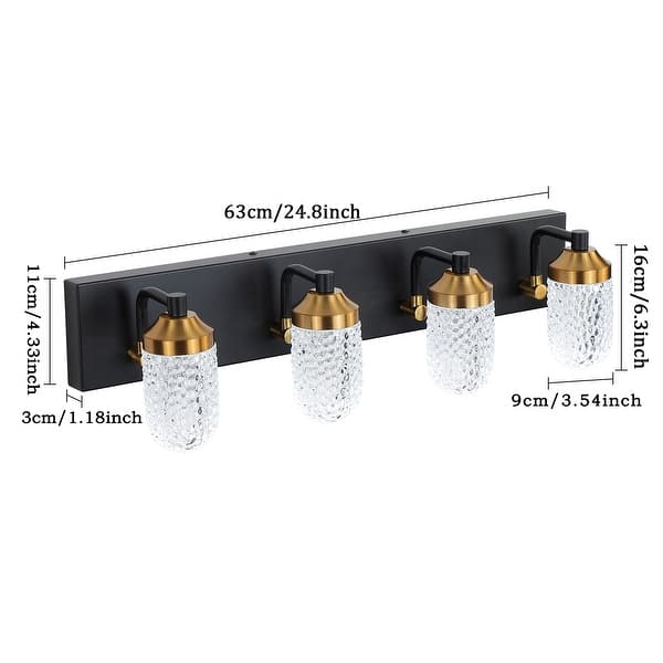 24.8 in. 4-Light Black Metal LED Vanity Light Bar - Bed Bath & Beyond ...
