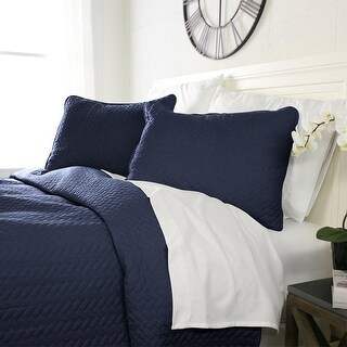 3pc Twin/TwinXL Luxury Herring Quilted Coverlet Set Midnight Blue - Bed ...