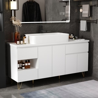 Luxury White and Gold Bathroom Vanity Set for Modern Bathrooms Cabinet ...