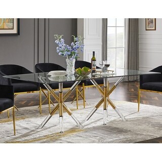 Best Quality Furniture Modern Glass Dining Table with Gold Spiral Base ...