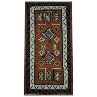 Handmade One-of-a-Kind Tribal Kazak Wool Rug (India) - 2' x 4' - Bed ...