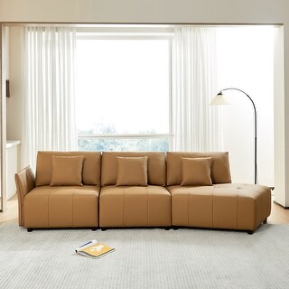 Irregular Sleeper Sectional Couch, One Arm Real Leather Modular Sofa ...
