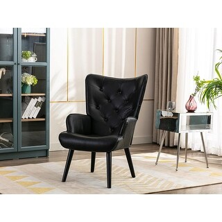 PU Leather High Back Accent Arm Chair with Button Tufting Back - Bed ...