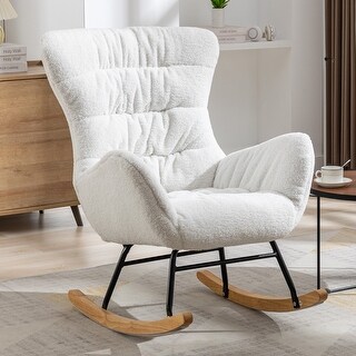 Teddy Fabric Rocking Chair with Wooden Frame - Bed Bath & Beyond - 39113652