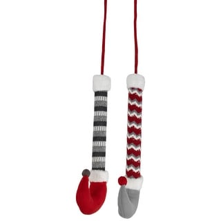 Set of 2 Gray and Red Plush Elf Leg Christmas Picks 30" - Bed Bath ...