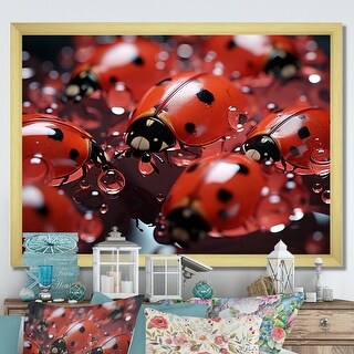 Designart "Dreamy Ladybug Reflections " Ladybug Framed Wall Decor - Bed ...