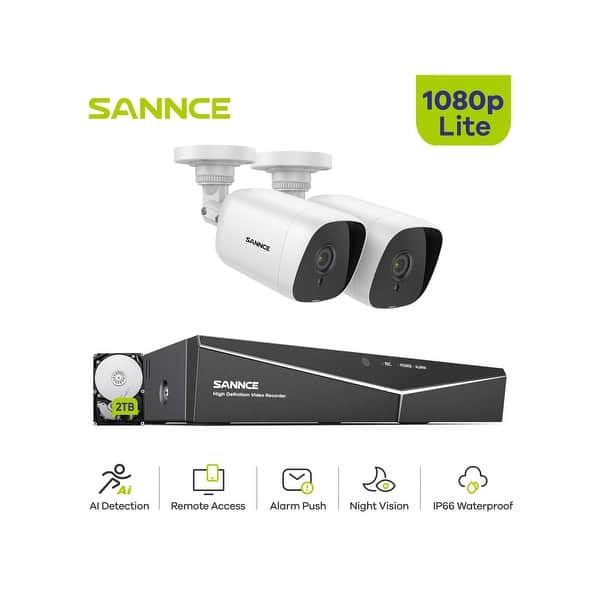 SANNCE 4CH DVR Wired CCTV Surveillance Kit 2PCS 2MP Security Cameras - On Sale - Bed Bath ...