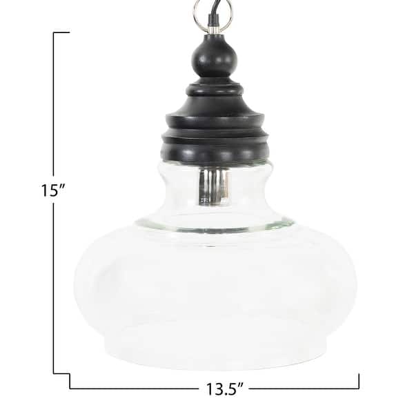 Glass and Distressed Mango Wood Ceiling Light - Bed Bath & Beyond ...