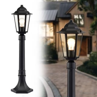 7.4'' Outdoor Lamp Post Lights Hard Wired Black Outdoor Light Post with ...