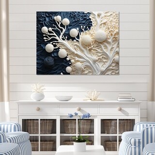 Designart "Abstract Coral Flowers Collage II" Coastal Coral Under Water ...