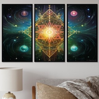 Designart - Galactic Sacred Star - Boho Mandala Framed Wall Art Set Of ...