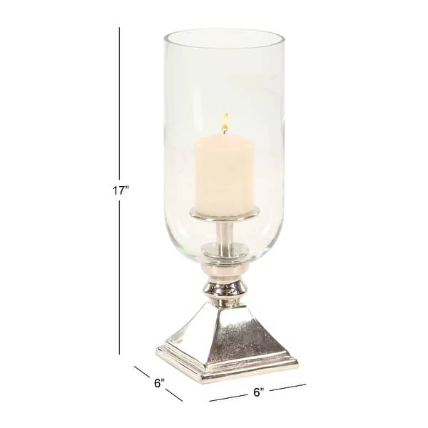 Silver Aluminum Metal Pillar Hurricane Lamp - 6 x 6 x 17 - Bed Bath ...