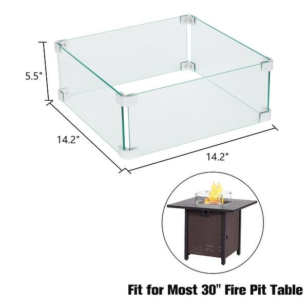 Square Tempered Glass Wind Guard, 14.5 Inch Glass Flame Guard for 30 ...