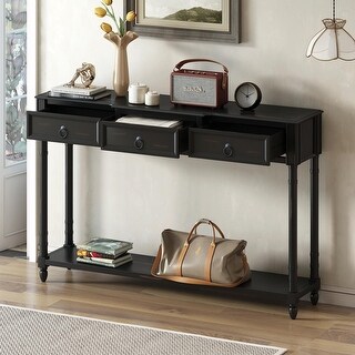 52'' Width Console Table with Drawers and Long Shelf for Entryway - Bed ...