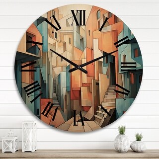 Designart "Cubism Art Multidimensional V" Landscapes Oversized Wood ...
